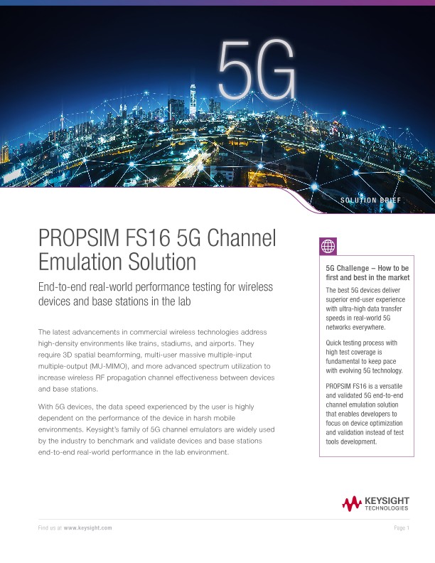 PROPSIM FS16 5G Channel Emulation Solution PDF Asset Page | Keysight